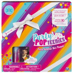 party popteenies - rainbow unicorn party surprise box playset with confetti, exclusive collectible mini doll and accessories, for ages 4 and up (packaging may vary)