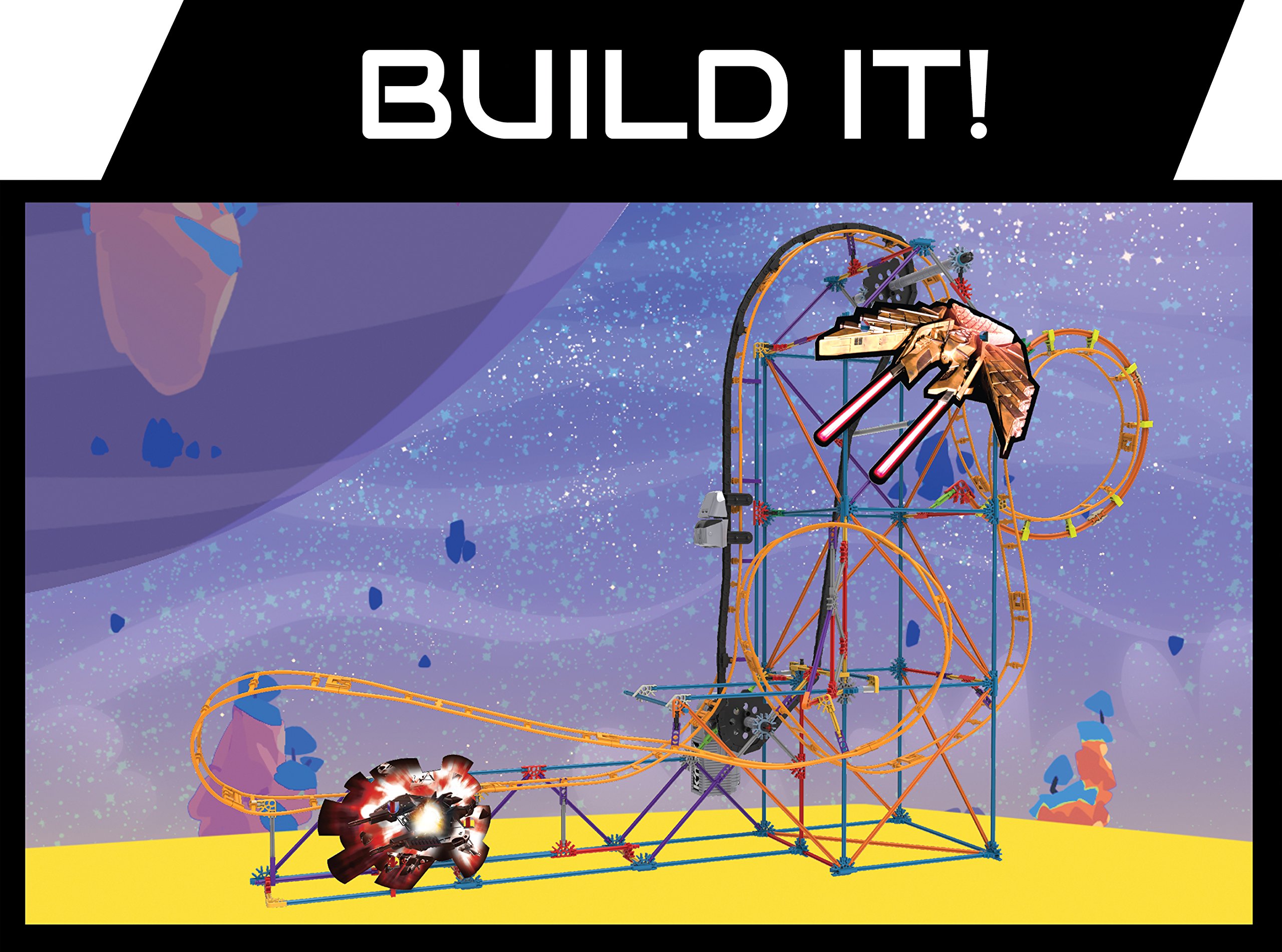 K'NEX Thrill Rides – Space Invasion Roller Coaster Building Set with Ride It! App – 438Piece – Ages 7+ Building Set.