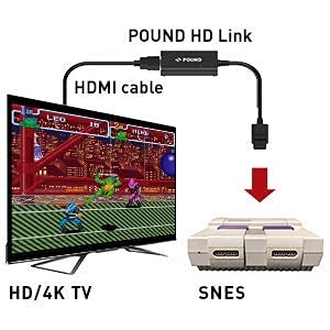 POUND HD Link Cable for Original Super Nintendo SNES - HDMI Cable with RGB Quality, 720p Resolution, Plus Micro USB Cable for Boosted Power