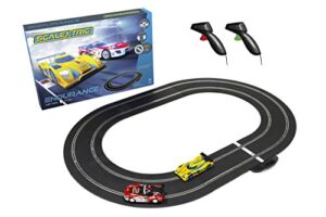 scalextric lmp & gt endurance lmp vs gt oval slot car analog 1:32 race track set c1399t, yellow/red & white