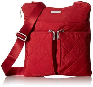 baggallini womens quilted horizon crossbody with rfid, red quilt, one size