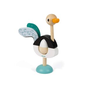 janod zigolos wooden ostrich stacker game - ages 1+ - j08244