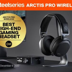 SteelSeries Arctis Pro Wireless Gaming Headset - High Fidelity 2.4 GHz Wireless - Mixable Bluetooth - Non-Stop Dual Battery - OLED Base Station - AI Noise Canceling Mic - PC, PS5, PS4, Mobile - Black