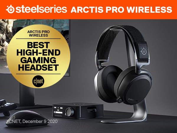 SteelSeries Arctis Pro Wireless Gaming Headset - High Fidelity 2.4 GHz Wireless - Mixable Bluetooth - Non-Stop Dual Battery - OLED Base Station - AI Noise Canceling Mic - PC, PS5, PS4, Mobile - Black