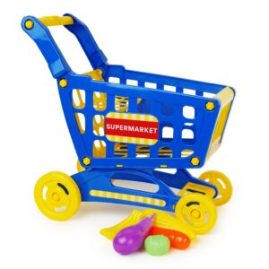 boley educational toy shopping cart - supermarket playset with included grocery cart toy and pretend food accessories - perfect for kids, children, toddlers learning development