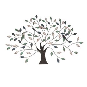 36-inch tri-tone leaves birds in branches metal tree wall décor - unique artistic design for indoor and outdoor use, easy installation, durable construction, stunning tri-tone finish