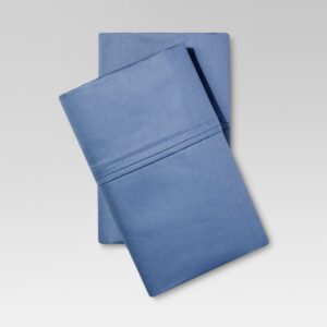 threshold performance king pillowcase set, navy blue 400 tc sateen 100% cotton