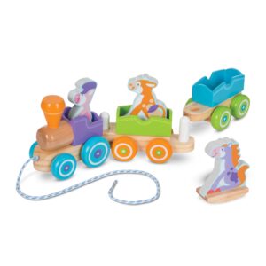 melissa & doug first play wooden rocking farm animals pull train