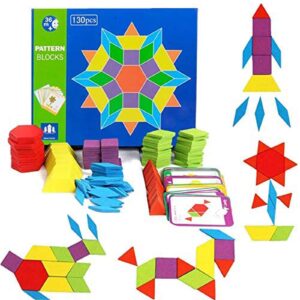 wooden pattern blocks shapes puzzle tangram, classic educational games kindergarten homeschool supplies, fun montessori learning toys for ages 3 to 9