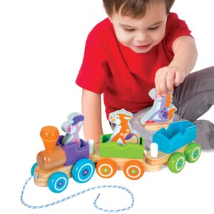 Melissa & Doug First Play Wooden Rocking Farm Animals Pull Train