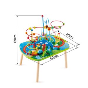 Hape Jungle Adventure Railway Table | Kids Bead Maze Puzzle Table with Accessories, African Scene Graphics, Child Sized Table for Individual and Group Play