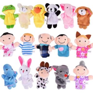 twister.ck finger puppets set (16pcs) animal family rubber puppet theater different for kids toddlers.