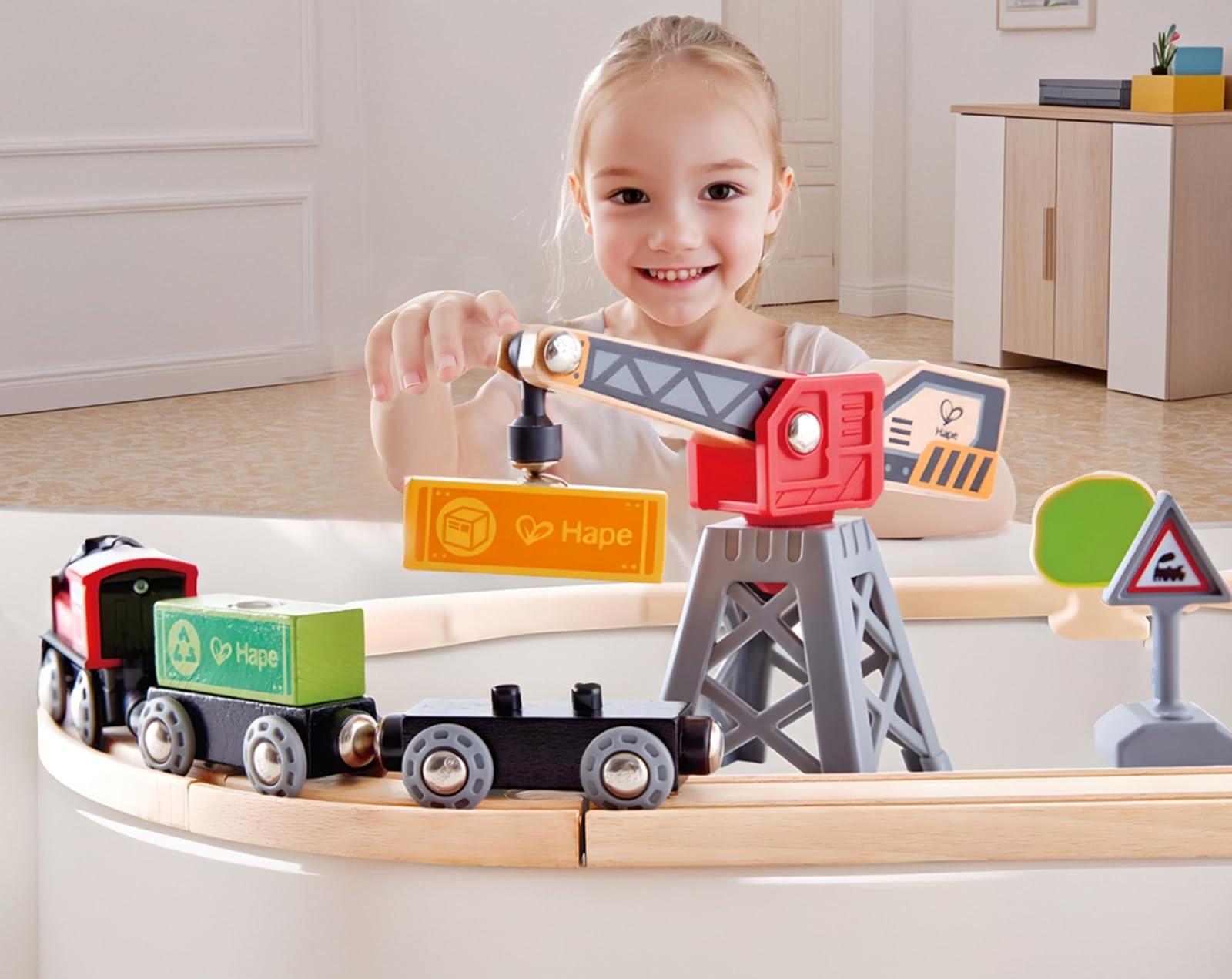 Hape Cargo Delivery Loop Train and Railway Toy Set