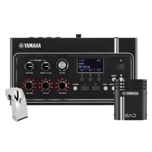 yamaha ead10 electronic acoustic drum module with acoustic drum microphone system, interconnect cables and power supply with yamaha dt-50s dual-zone snare/tom trigger with die-cast metal housing