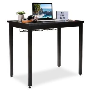 the office oasis small computer desk with cable management tray, 36in length, black