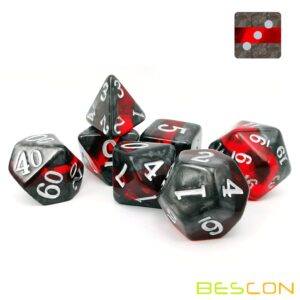 Bescon Mineral Rocks GEM Vines Polyhedral D&D Dice Set of 7, RPG Role Playing Game Dice 7pcs Set of Ruby