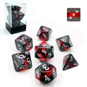 bescon mineral rocks gem vines polyhedral d&d dice set of 7, rpg role playing game dice 7pcs set of ruby