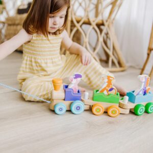 Melissa & Doug First Play Wooden Rocking Farm Animals Pull Train