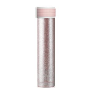 asobu skinny glitter fashon forward double walled stainless steel insulated water bottle bpa free 8 oz (nude)