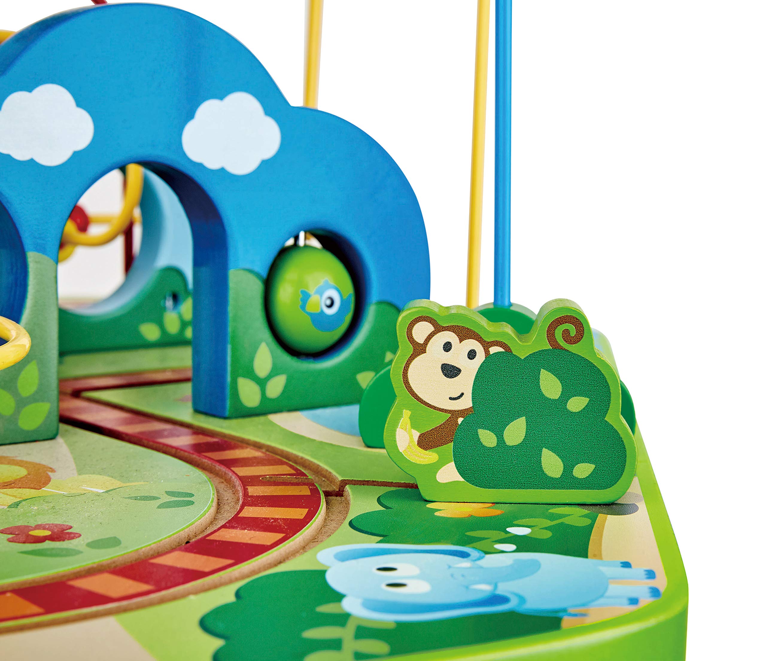 Hape Jungle Adventure Railway Table | Kids Bead Maze Puzzle Table with Accessories, African Scene Graphics, Child Sized Table for Individual and Group Play