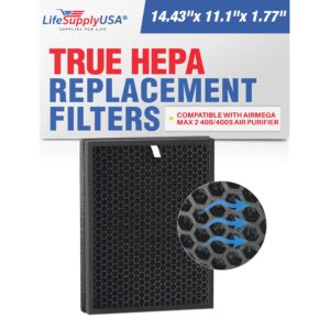 true hepa air cleaner filter replacement compatible with airmega max 2 air cleaner 400/400s 3111735 by lifesupplyusa