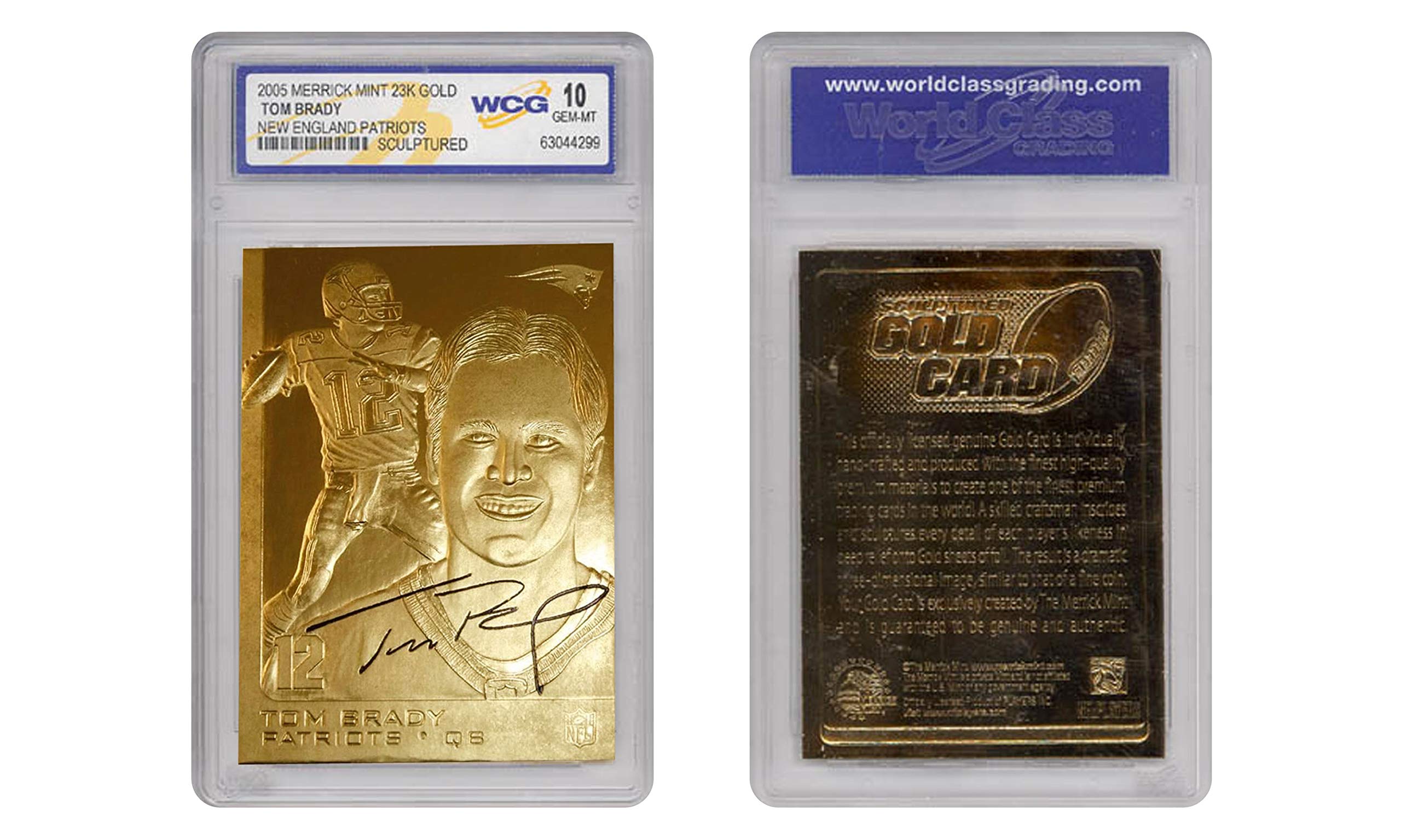 Tom Brady 2005 Sculptured High Relief Gold Card - Graded GEM Mint 10 - New England Patriots