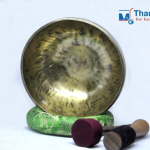 10-Inch Handmade Tibean Singing Bowl -Tiger Eye Antique Finished -Deep Sound ~ Perfect for Chakra Healing, Meditation and Sound Theraphy, Mallet & Cushions & Drumstic Included- Handmade in Nepal