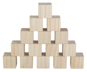 2 inch wood cubes for crafts - set of 15 - large lightweight wooden blocks with sanded smooth surface for photo blocks, crafts, art supplies, puzzle projects and more - great toys for kids