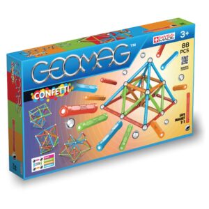 geomag magnetic sticks and balls building set | magnet toys for stem, creative, educational construction play | swiss-made innovation | confetti 88 piece age 3+