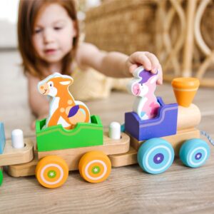 Melissa & Doug First Play Wooden Rocking Farm Animals Pull Train