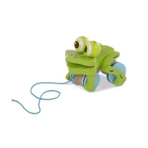 melissa & doug first play frolicking frog wooden pull toy - developmental duck pull toy for toddlers ages 1+