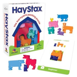 brainwright hay stax - the barnyard packing puzzle multicolor, 5"