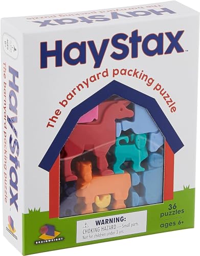 Brainwright Hay STAX - The Barnyard Packing Puzzle Multicolor, 5"