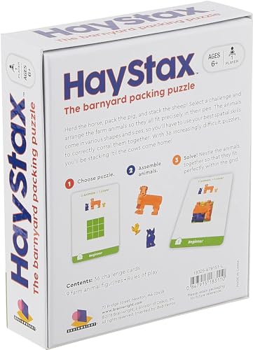 Brainwright Hay STAX - The Barnyard Packing Puzzle Multicolor, 5"