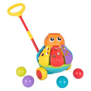 playgro baby toy push along ball popping octopus 4086374 for baby infant toddler children is encouraging imagination with stem/steam for a bright future - great start for a world of learning