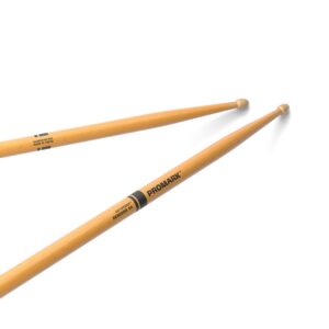 promark activegrip drum sticks - rebound 5a drumsticks - for secure, comfortable grip - gets tackier as your hands sweat - hickory wood - acorn tip, clear, one pair