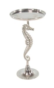 deco 79 aluminum metal sea horse side end accent table end table, side table 16" x 16" x 29", silver