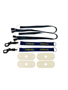 chu-buddy chubuddy chew holder 4 pack: two (navy) clip-ons & two (black) neck lanyards