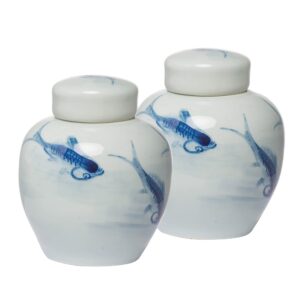 a&b home koi lids, small, set of two jar, set of 2, blue