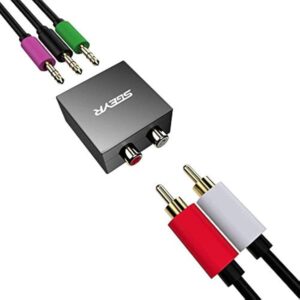 sgeyr 5.1 audio console adapter convert stereo rca to 3 x 1/8 (3.5mm) jack bidirectional conversion for 5.1 multimedia speaker