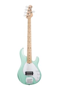 sterling by music man stingray ray5 bass guitar in mint green, 5-string