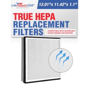 lifesupplyusa 3-in-1 true hepa air cleaner replacement filter + activated carbon filter + pre filter compatible with surround air mt-8400sf air purifiers