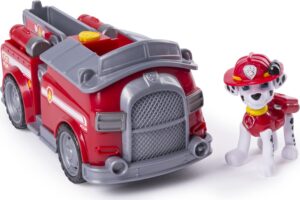 paw patrol marshall's transforming fire truck with pop-out water cannons, for ages 3 and up