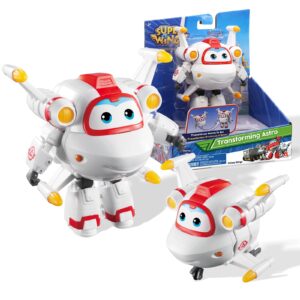 super wings transformer toys 5" action figure supercharged tobot astro, 2 in 1 rescue bots transforming airplane robot toys, educational toys for boys and girls age 3+, gifts for preschool kids, astro