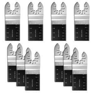 10 bi-metal oscillating multitool saw blades nail/metal cutting/wood quick release fit fein multimaster porter cable black & decker bosch craftsman ryobi makita milwaukee (10 pcs bi-metal white)