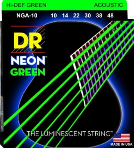 dr nga-10 neon green acoustic guitar strings