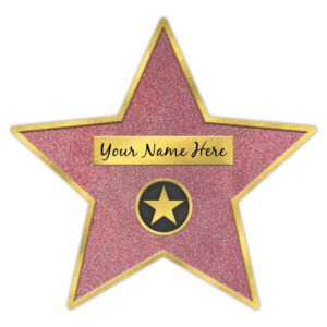 glitz & glam star decal clings - 11.3" x 12" (pack of 8) - removable & reusable pink & gold coated cardboard decor for celestial-themed events, parties & bedrooms