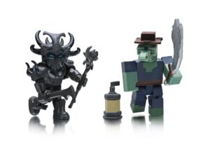 roblox action collection - monster islands: malgorok'zyth + fantastic frontier: croc two figure bundle [includes 2 exclusive virtual items]