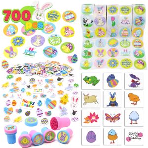 joyin easter crafts assortment kit with 500 easter stickers, 144 easter shapes adhesive, 60 easter theme temporary tattoos and 6 easter stampers (over 700 pcs) for easter egg basket stuffers fillers