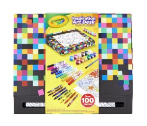 crayola inspiration art desk, over 100 piece, art set, gift for kids, age 4, 5, 6, 7, 8